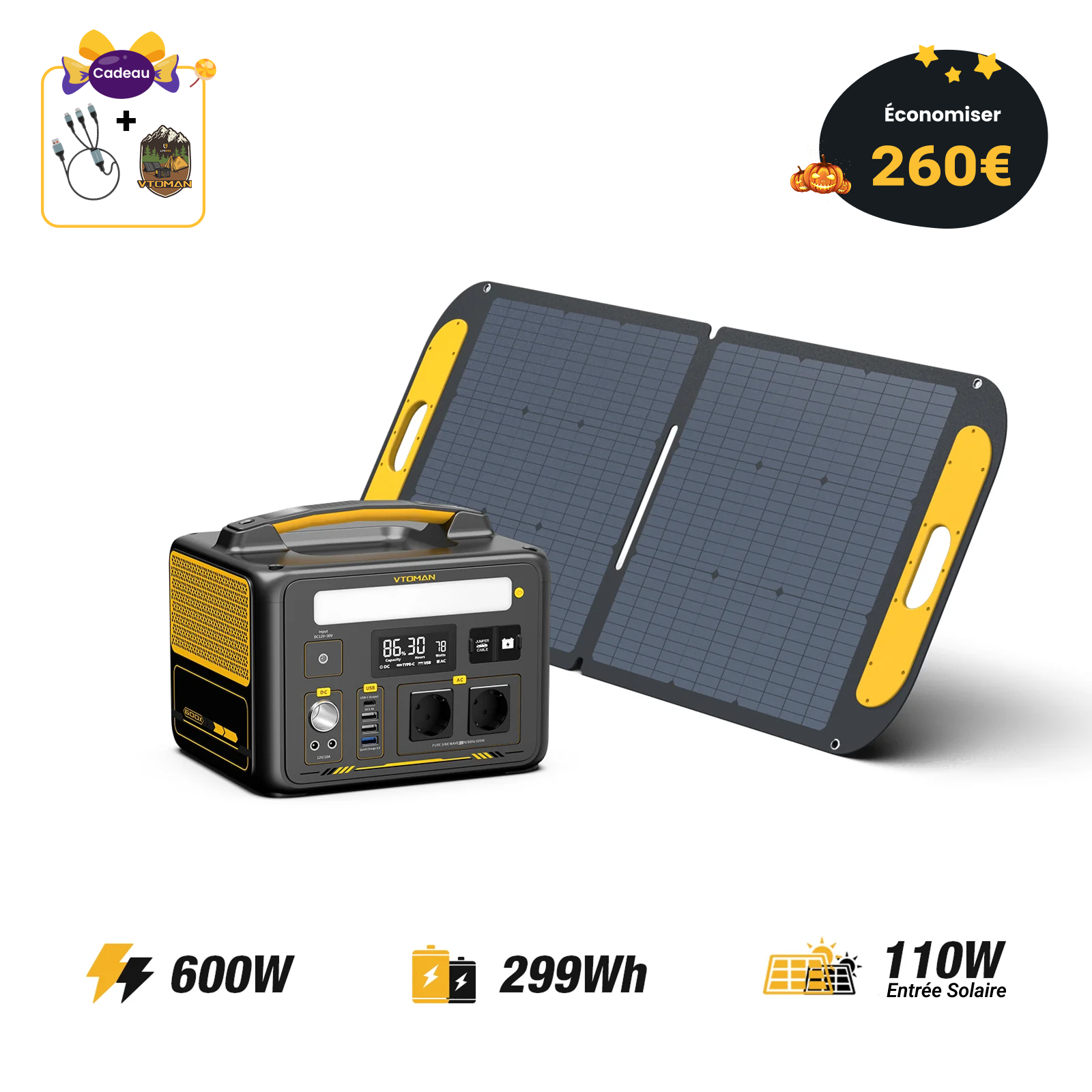 VTOMAN Jump 600W/299Wh 110W Solar Generator – FR.VTOMAN